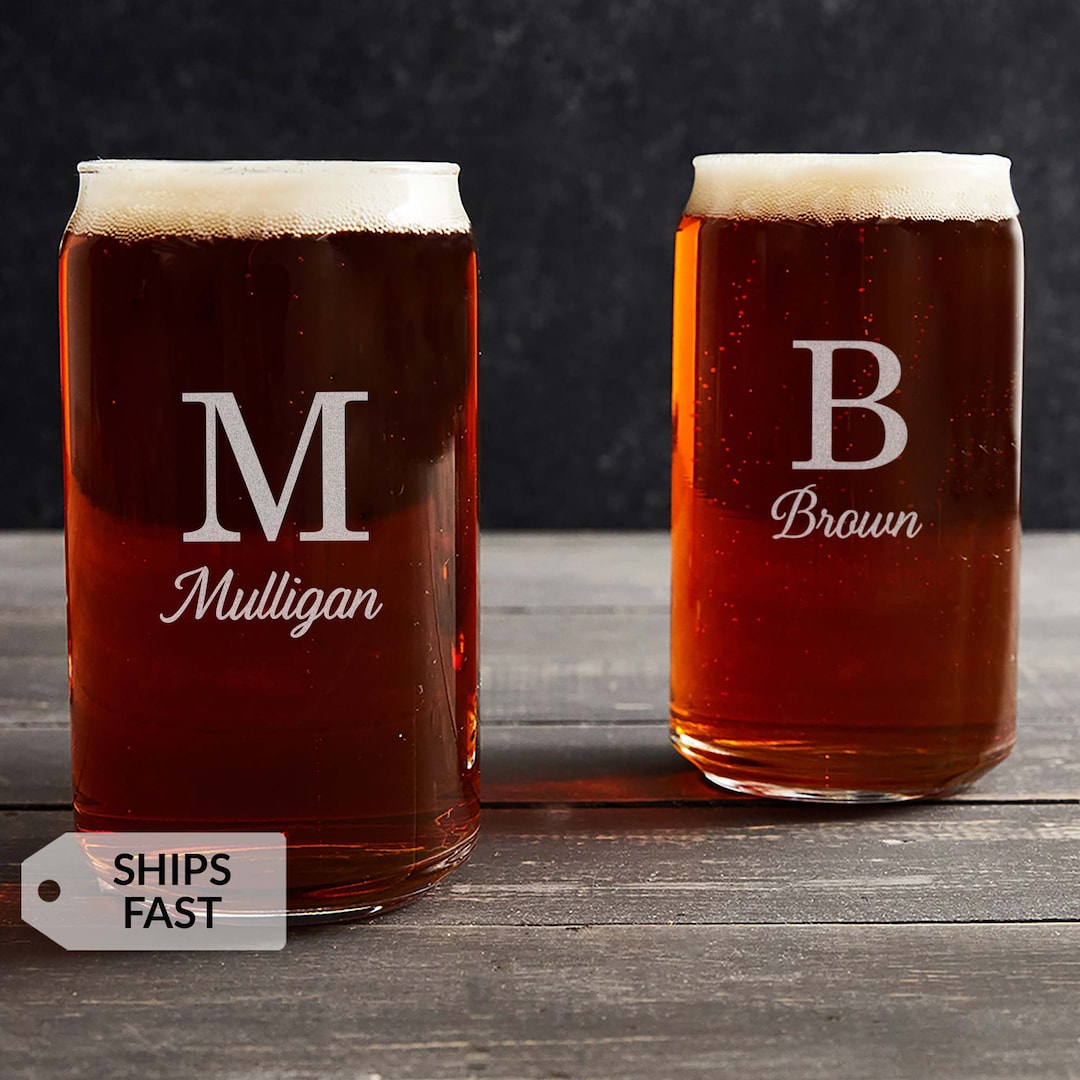 Engraved Personalized Monogrammed Beer Can Glass by Lifetime Creations ...