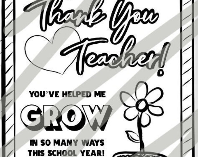 Teacher Appreciation Gift Poem Coloring Page Printable PDF - Etsy