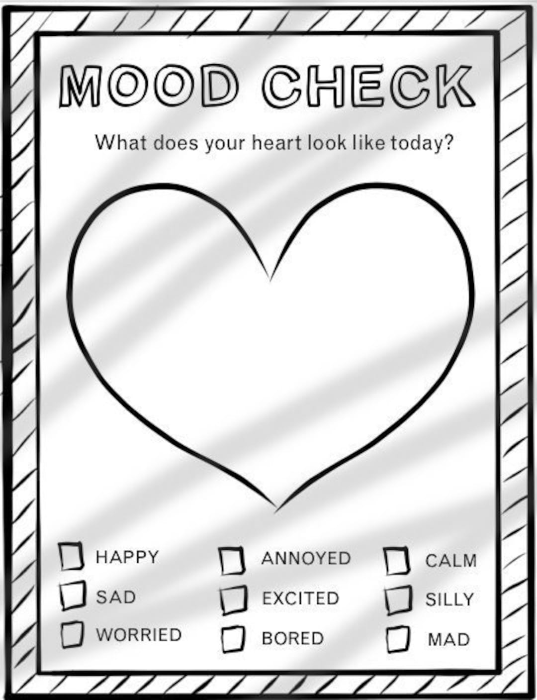 Mood Check in - Guidance Coloring Page - Self Care Kids - Mental Health ...