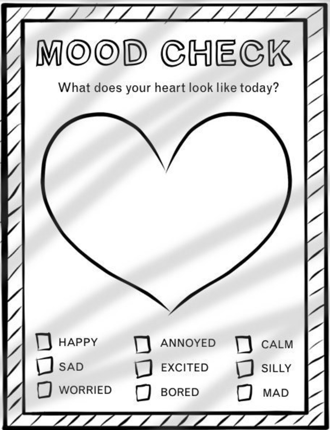 Mood Check in - Guidance Coloring Page - Self Care Kids - Mental Health ...