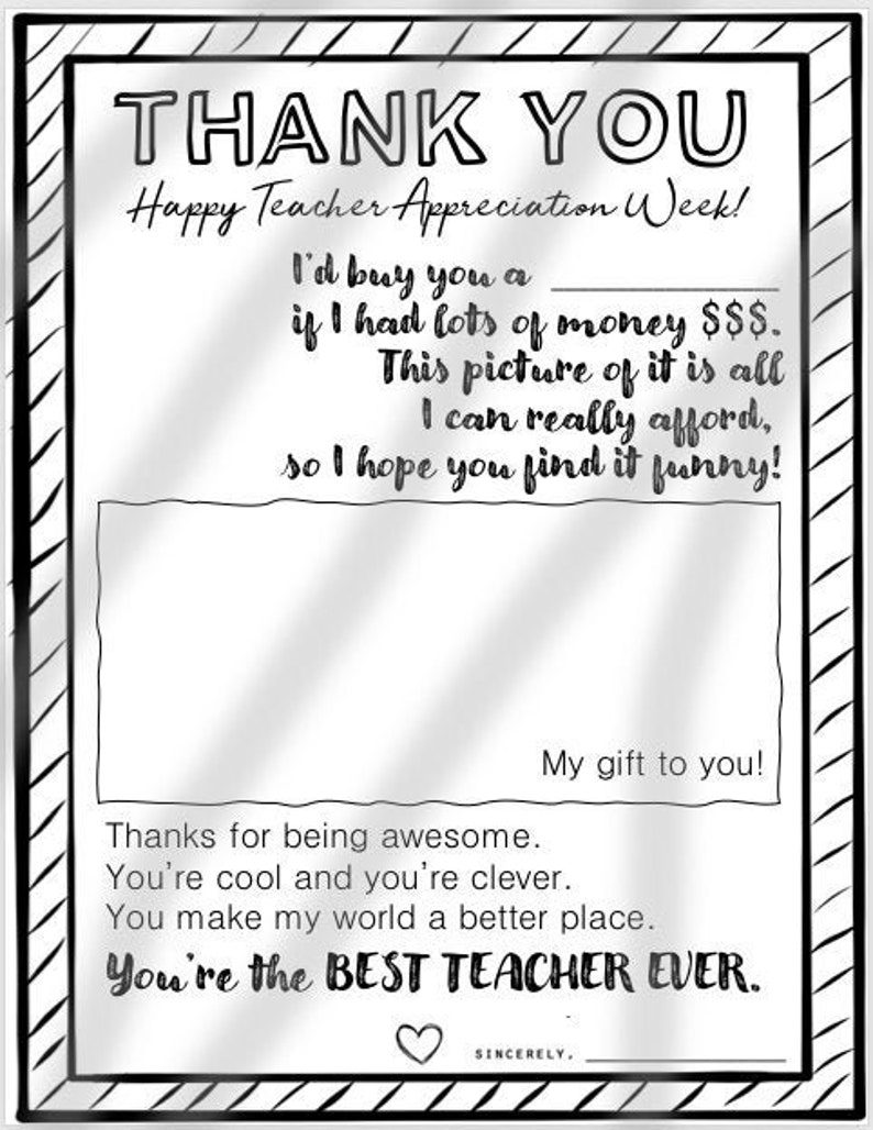 Teacher Appreciation Gift Poem - Coloring Page - Printable PDF ...