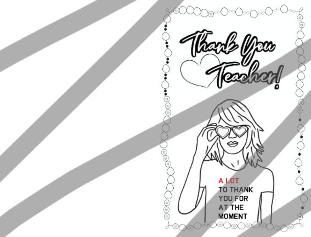 Teacher Appreciation Card Coloring Page Printable PDF Download Taylor ...