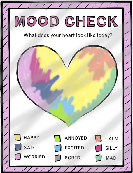 Mood Check-in Coloring Page - Feelings Identification, Self-care ...