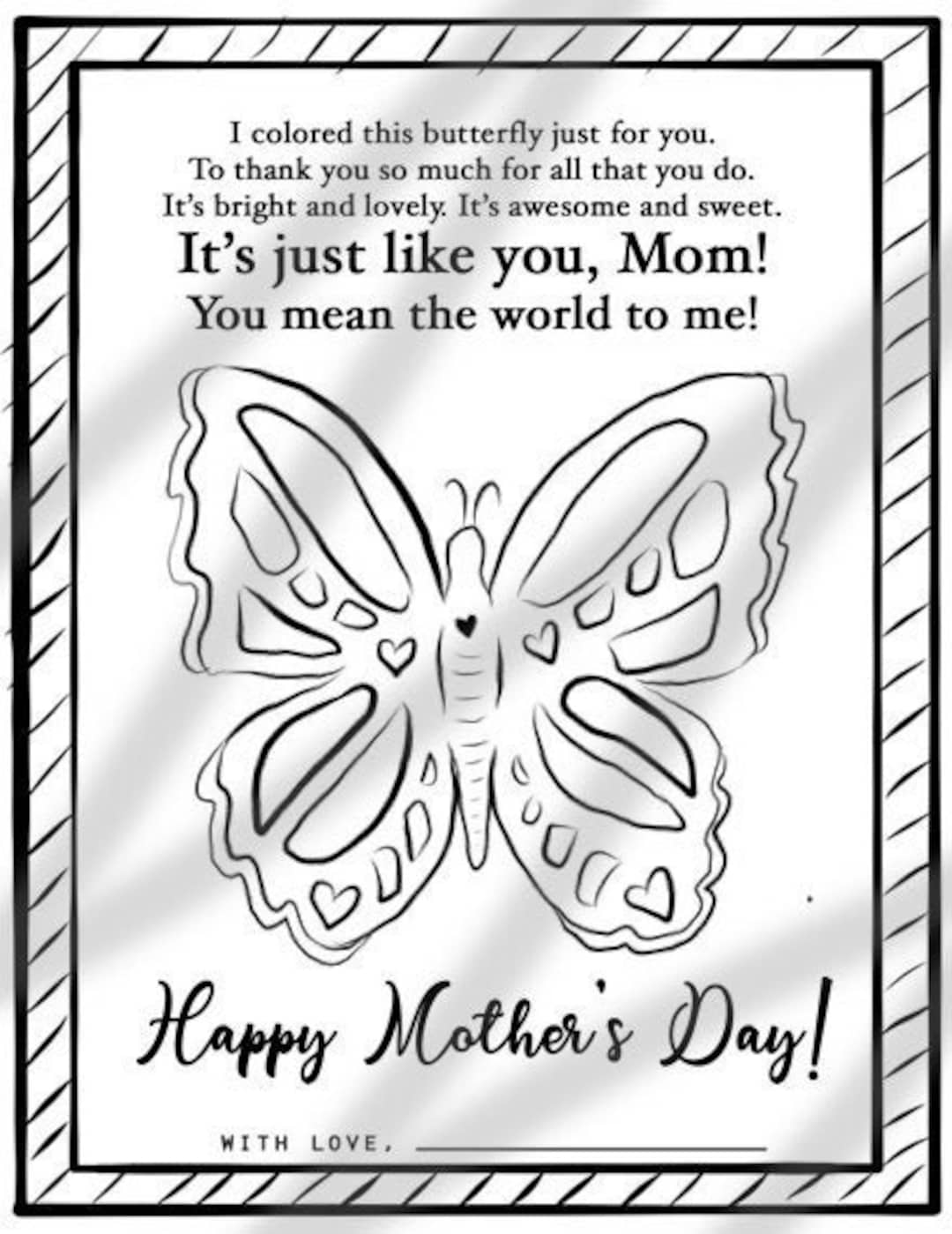Mother's Day Gift Poem - Coloring Page - Printable PDF - Instant ...