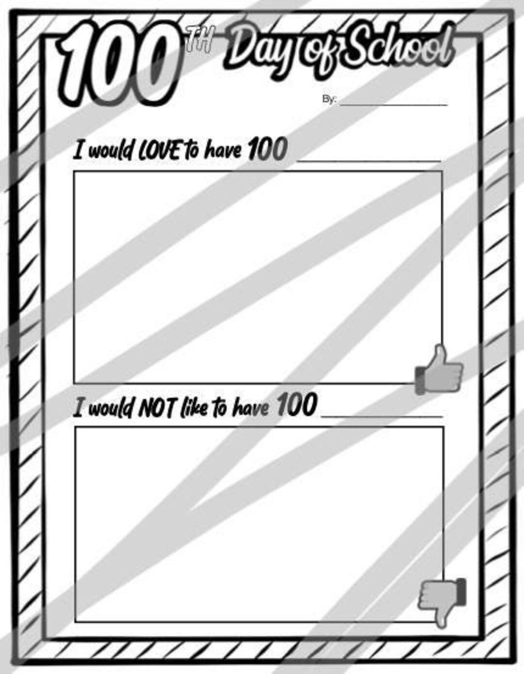 100th Day of School Coloring Page - Printable PDF - Instant Download ...