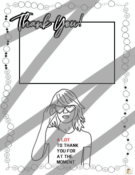 Taylor Swift Thank You Card Coloring Page Printable PDF Download ...