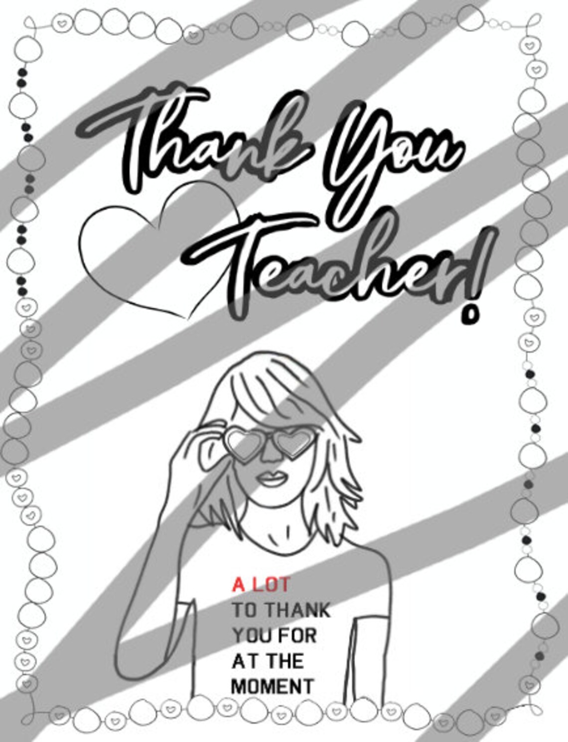 Teacher Appreciation Coloring Card - Taylor Swift Theme (printable PDF ...