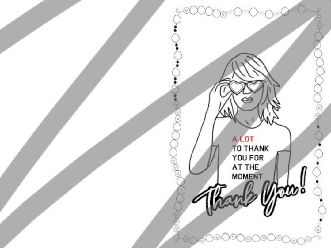 Taylor Swift Thank You Card - Coloring Page - Printable PDF - Download ...