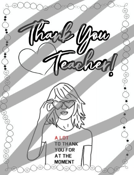 Teacher Appreciation Card Coloring Page Printable PDF Download Taylor ...