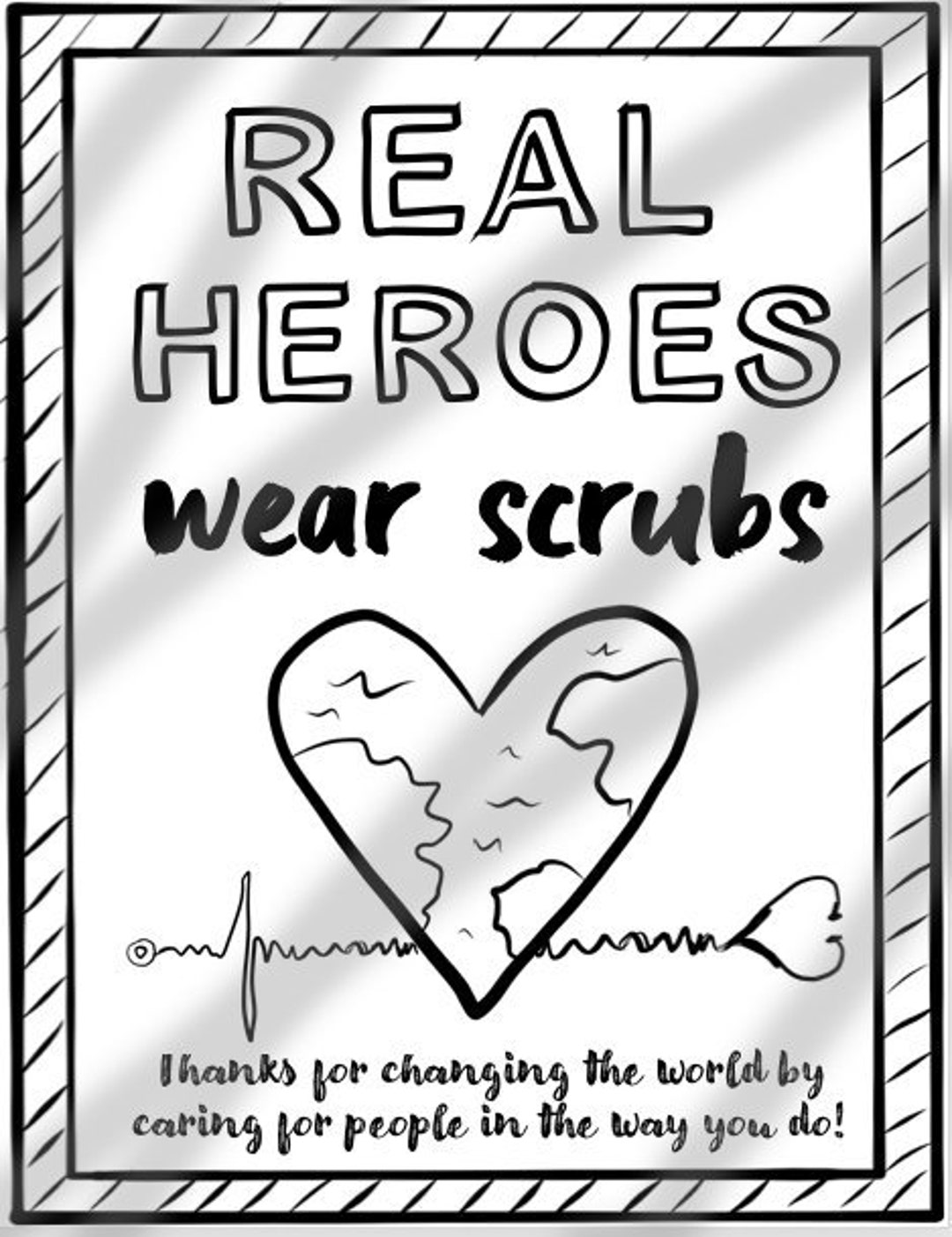 Nurse Appreciation Card - Nurse Scrubs Coloring Page - Printable PDF ...