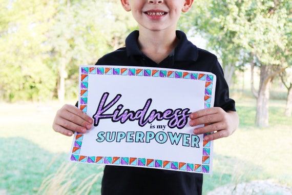 Kindness Coloring Page Kindness is My Superpower Random Acts - Etsy
