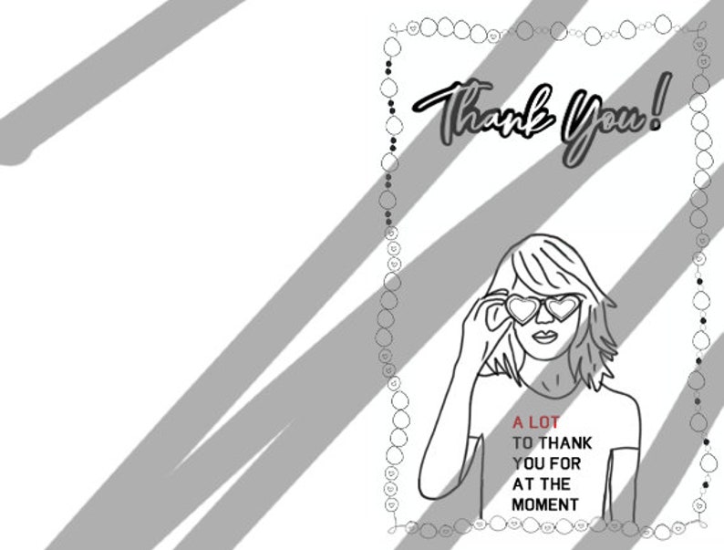 Taylor Swift Thank You Card Coloring Page Printable PDF Download ...