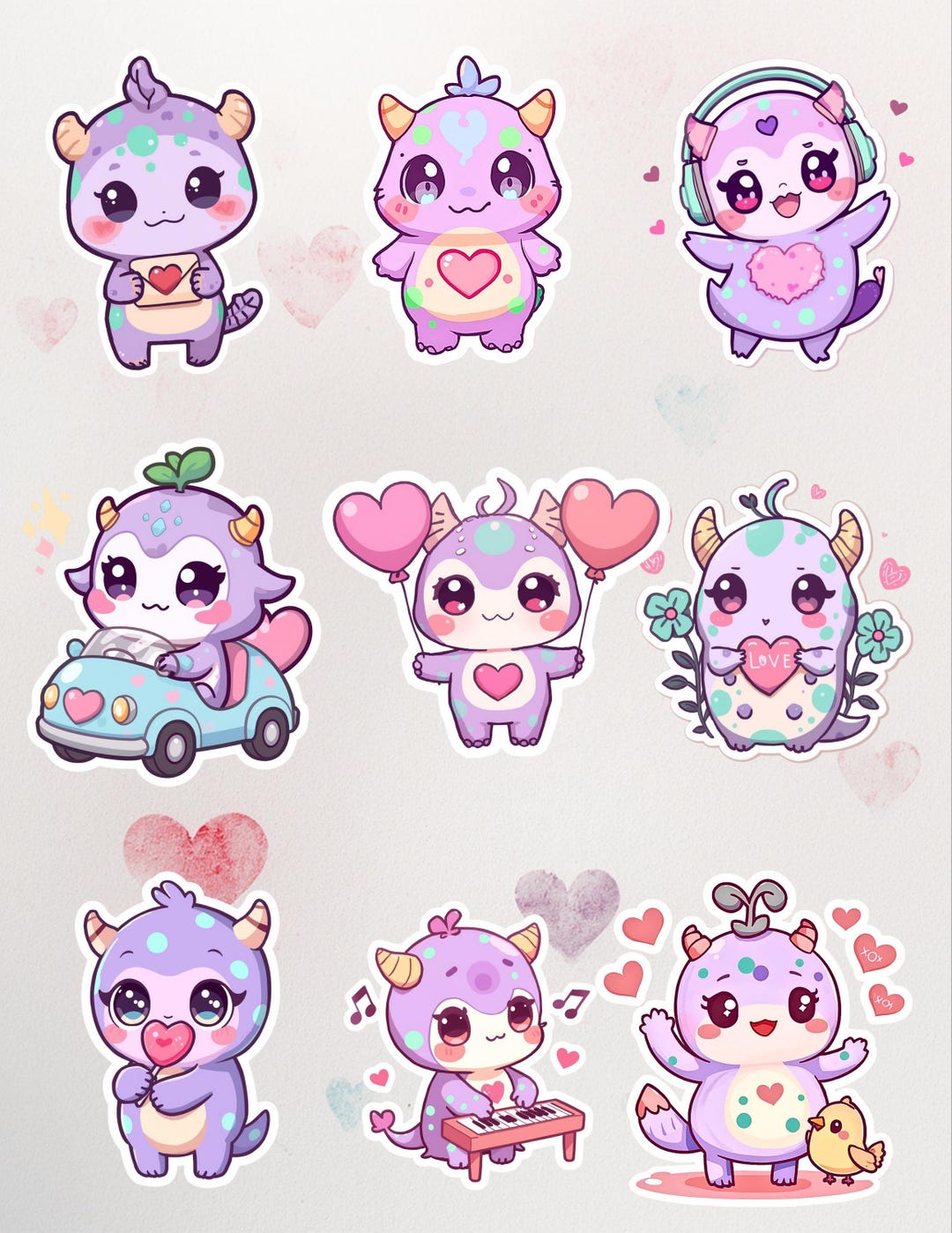 Kawaii Love Sprout Stickers | Pastel Valentine Planner (PNG Download ...
