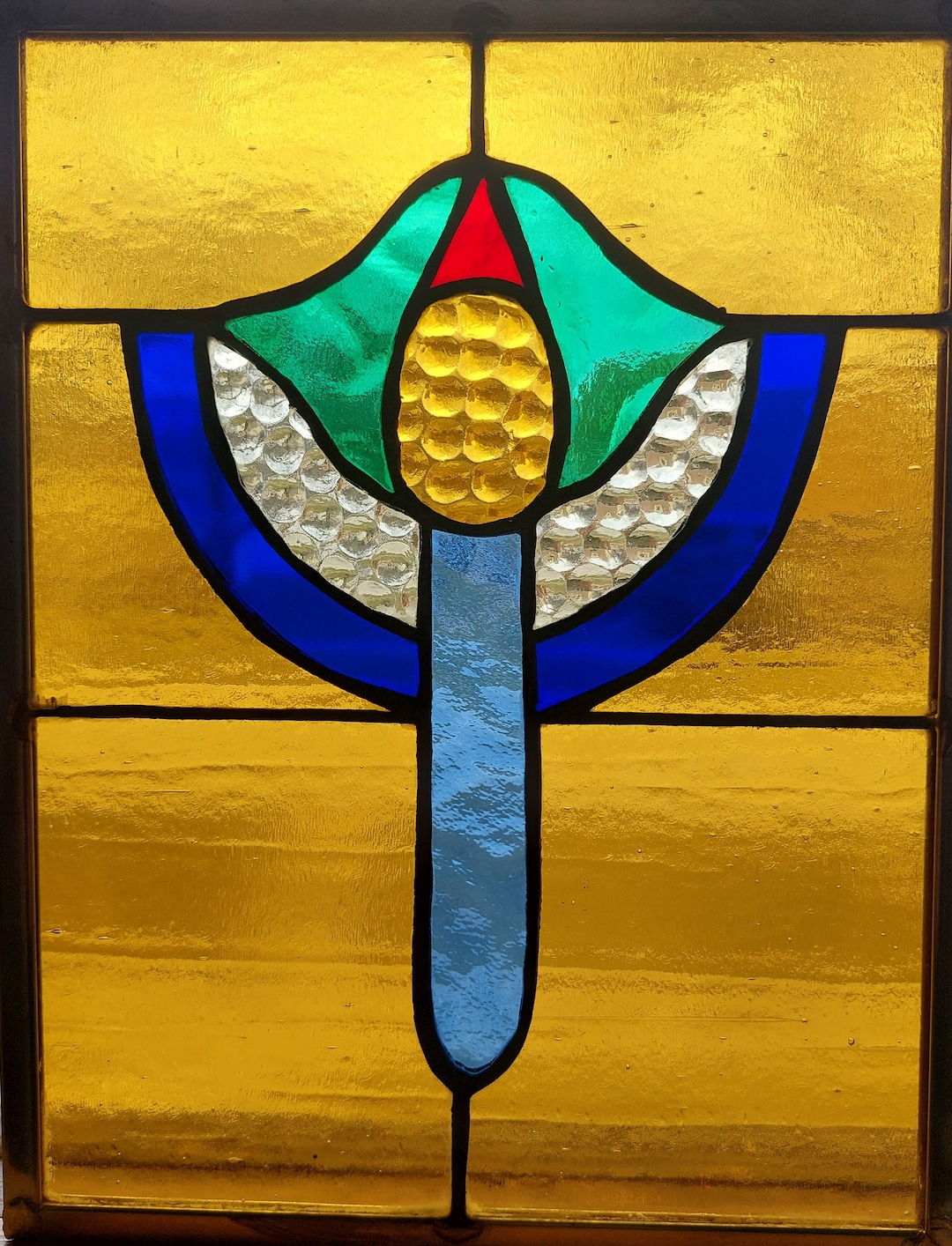 Antique English Stained Glass Panel - Etsy