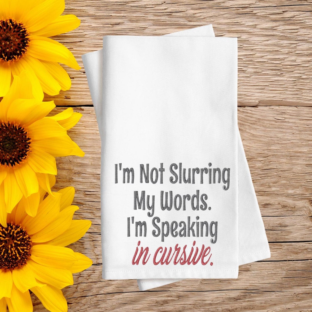 Funny Slurring Words Embroidery Design, Tea Towel Embroidery (digital ...