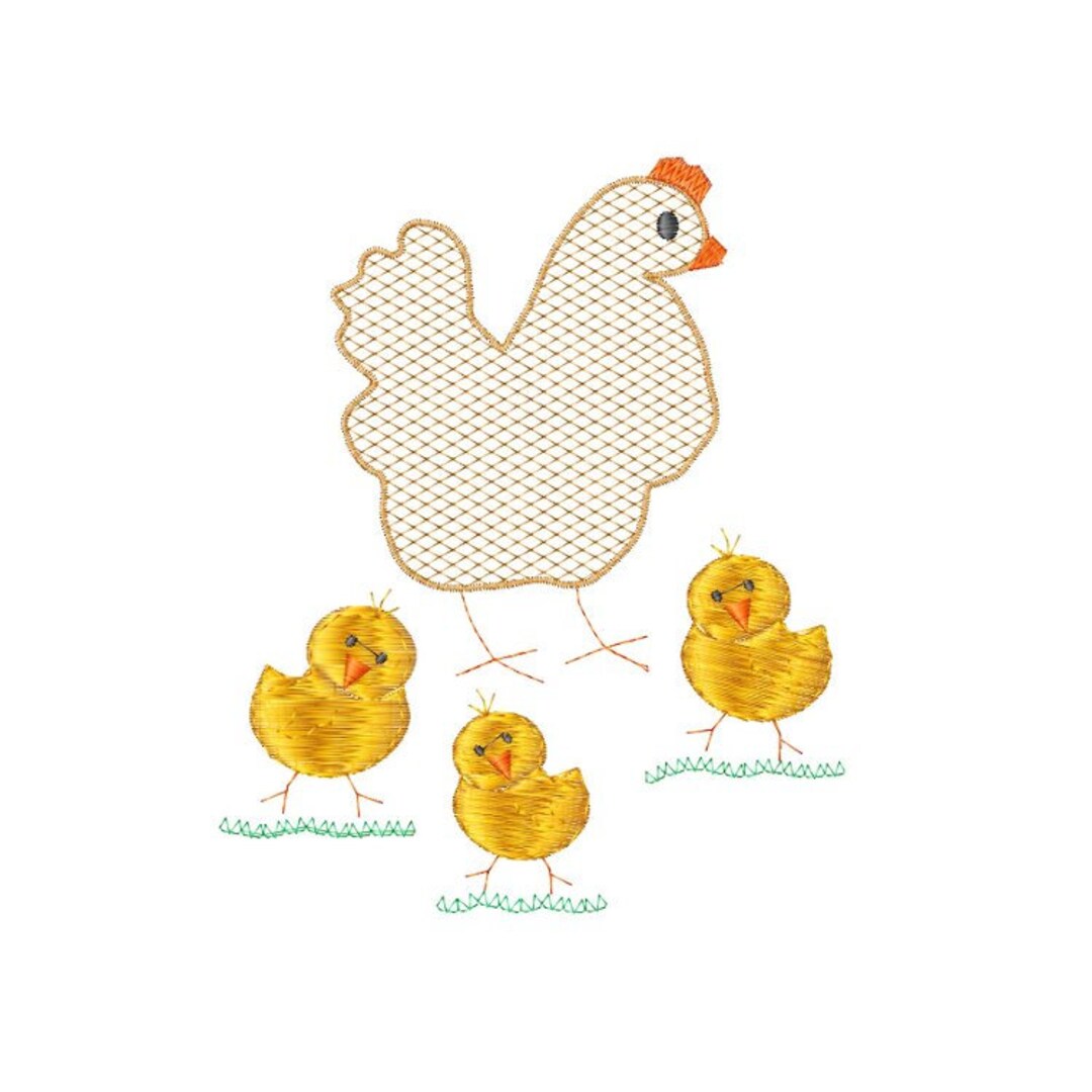 Chicken Embroidery Designs, Baby Chick Embroidery Design, Farm Life ...