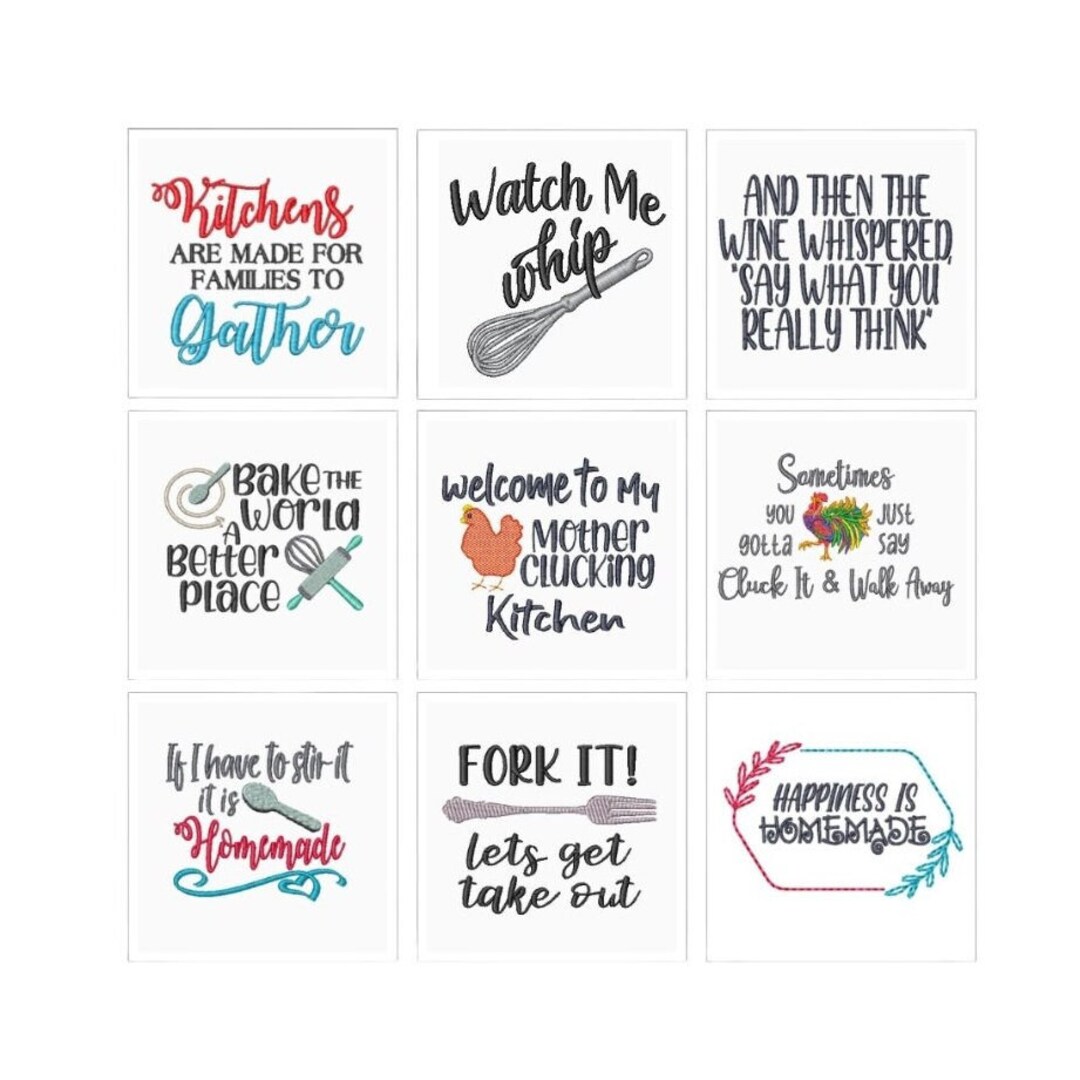 Kitchen Sayings Embroidery Designs: Funny Kitchen Quotes (digital ...