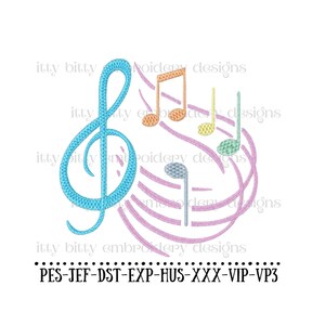 Music Notes Embroidery Designs, Digital Embroidery Design, School ...