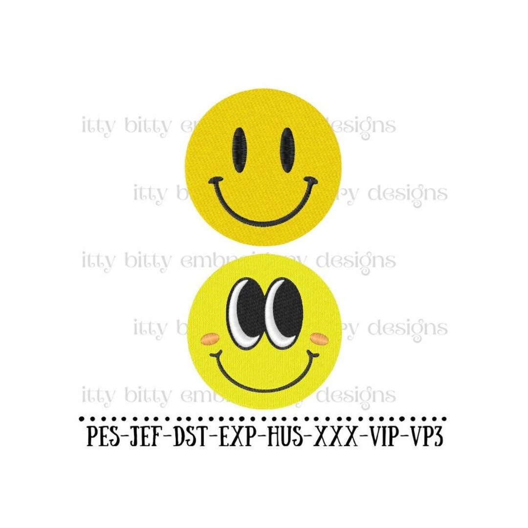 Smiling Face Embroidery Design, Happy and Cute Embroidery Design ...