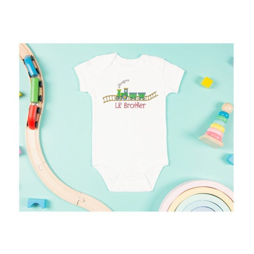 Little Brother Embroidery Design, Train Embroidery With Train Tracks ...