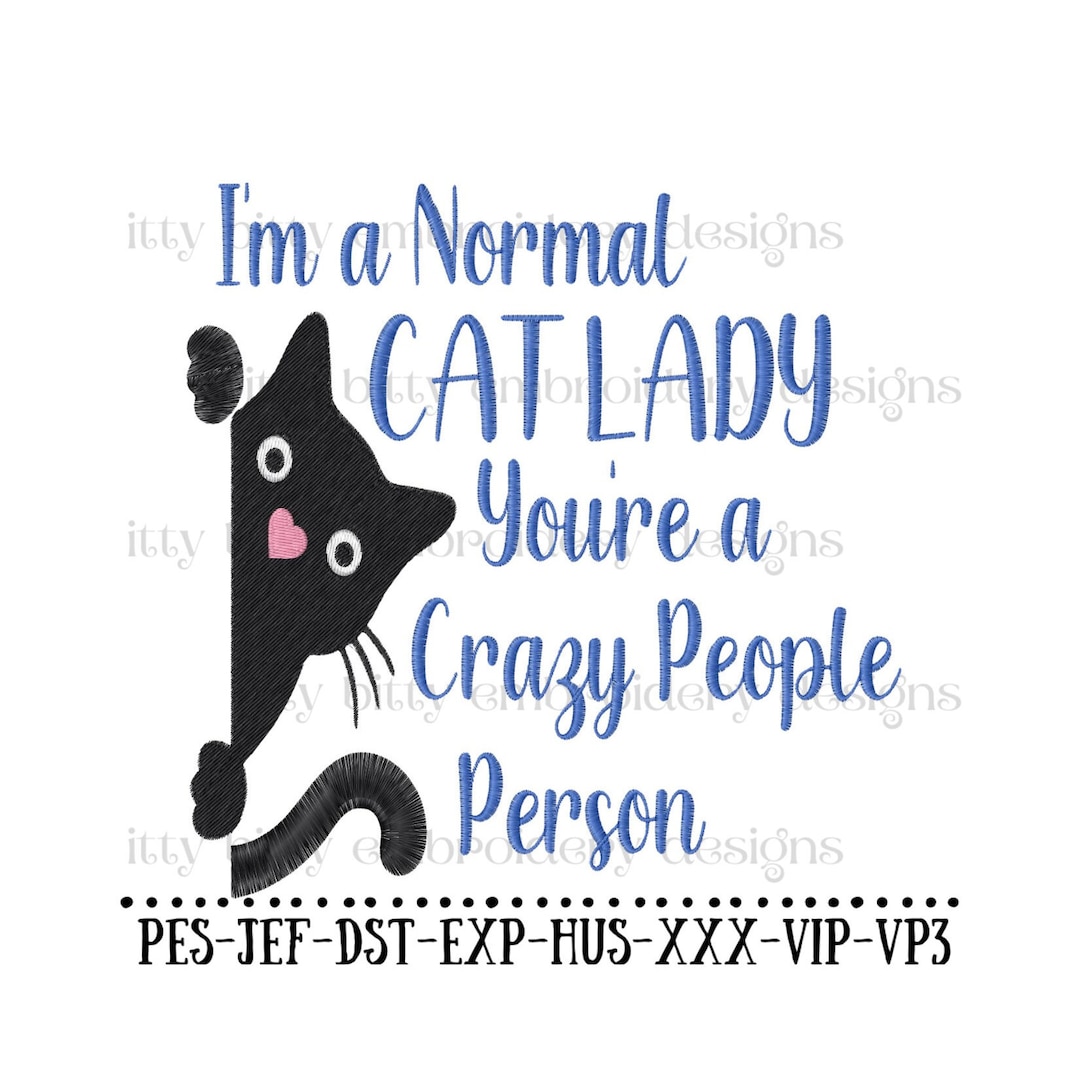 Funny Cat Lady Embroidery Design: Kitchen Towel Pattern (digital ...