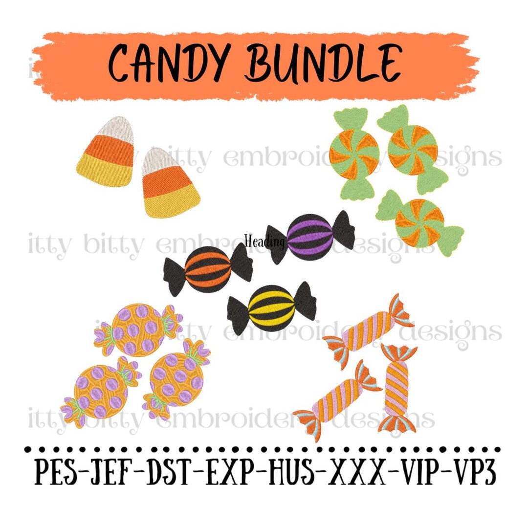 Halloween Candy Bundle Embroidery Design, Spooky Machine Embroidery ...