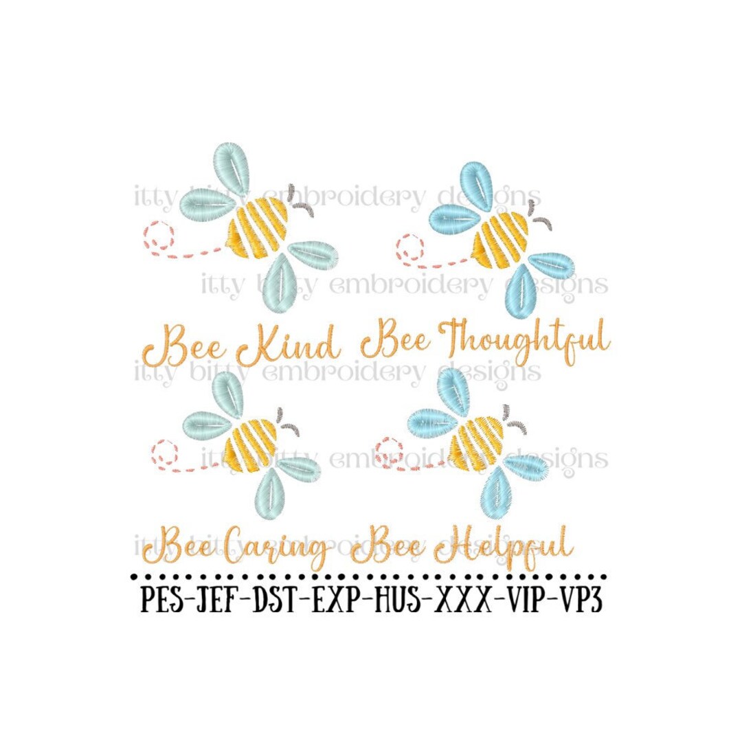 Bee Kind Embroidery Design Bundle: Bumble Bee Sayings (2-4 Inch ...