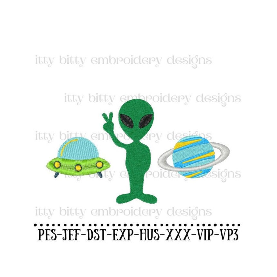 Alien Embroidery Designs, Space Embroidery Design, Planets Embroidery ...