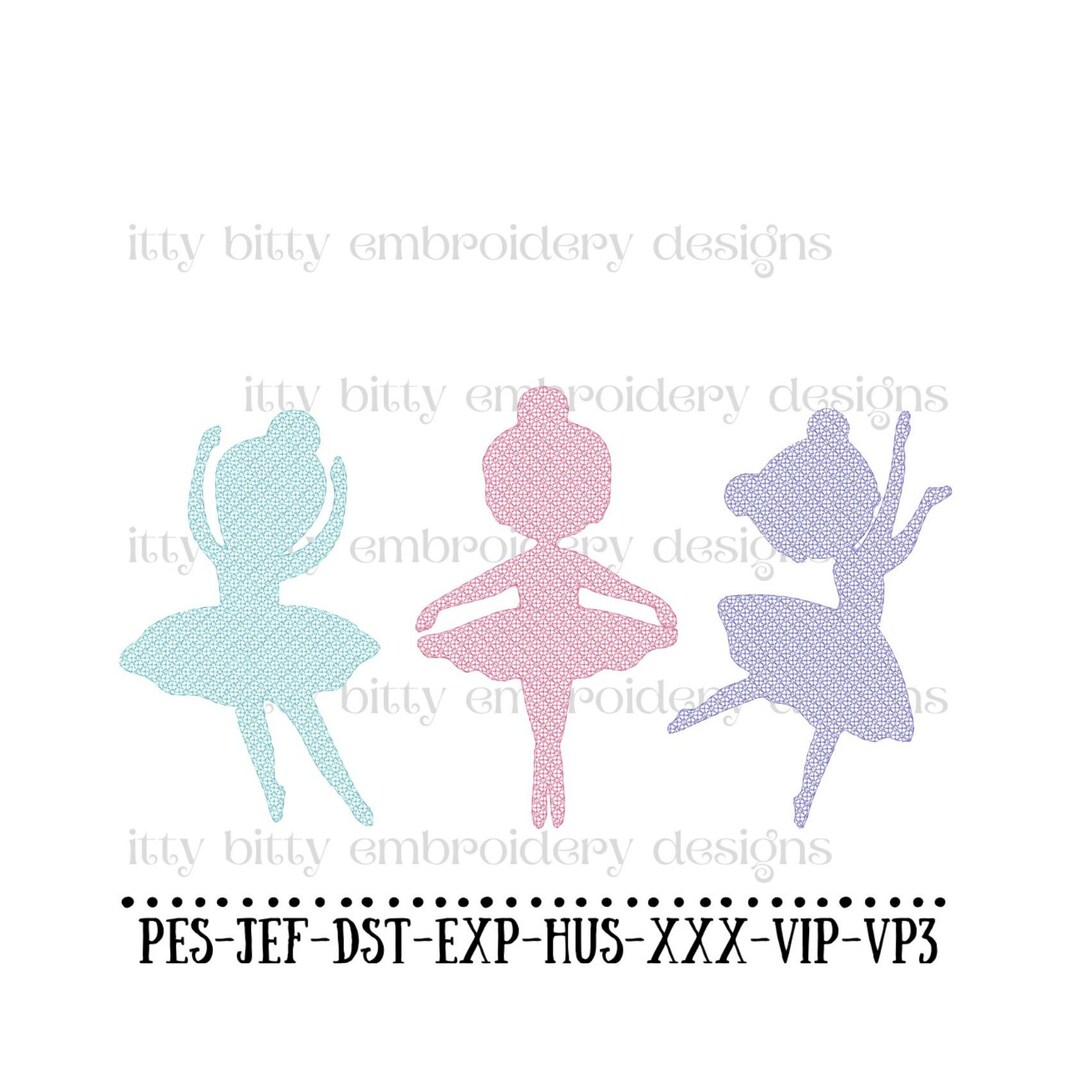 Ballerina Ballet Dancer Embroidery Design, Motif Filled Stitch, 3 ...