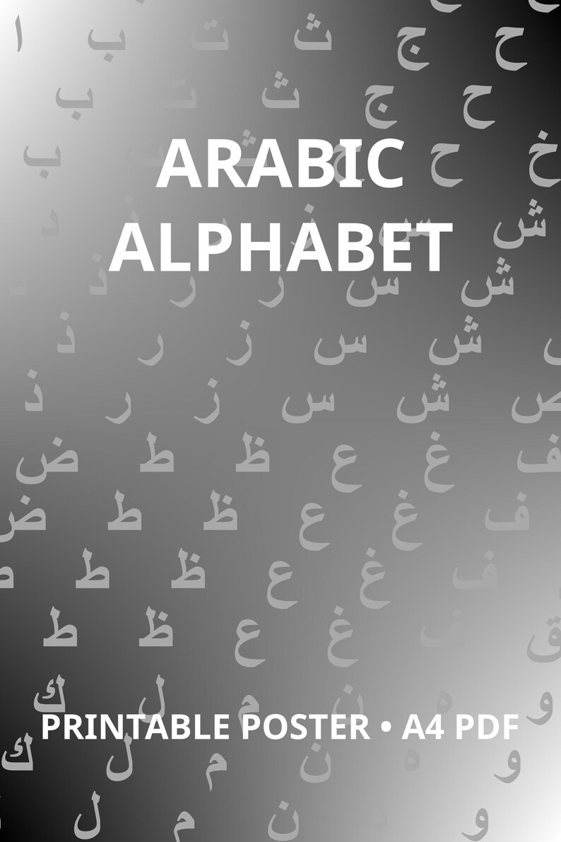Arabic Alphabet Poster Printable A4 PDF | Arabic Letters Chart ...