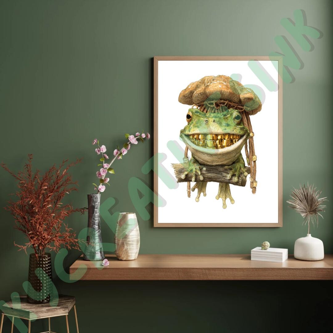 Rasta Frog Art Print – Gold Grill, Reggae Decor (digital Download) - Etsy