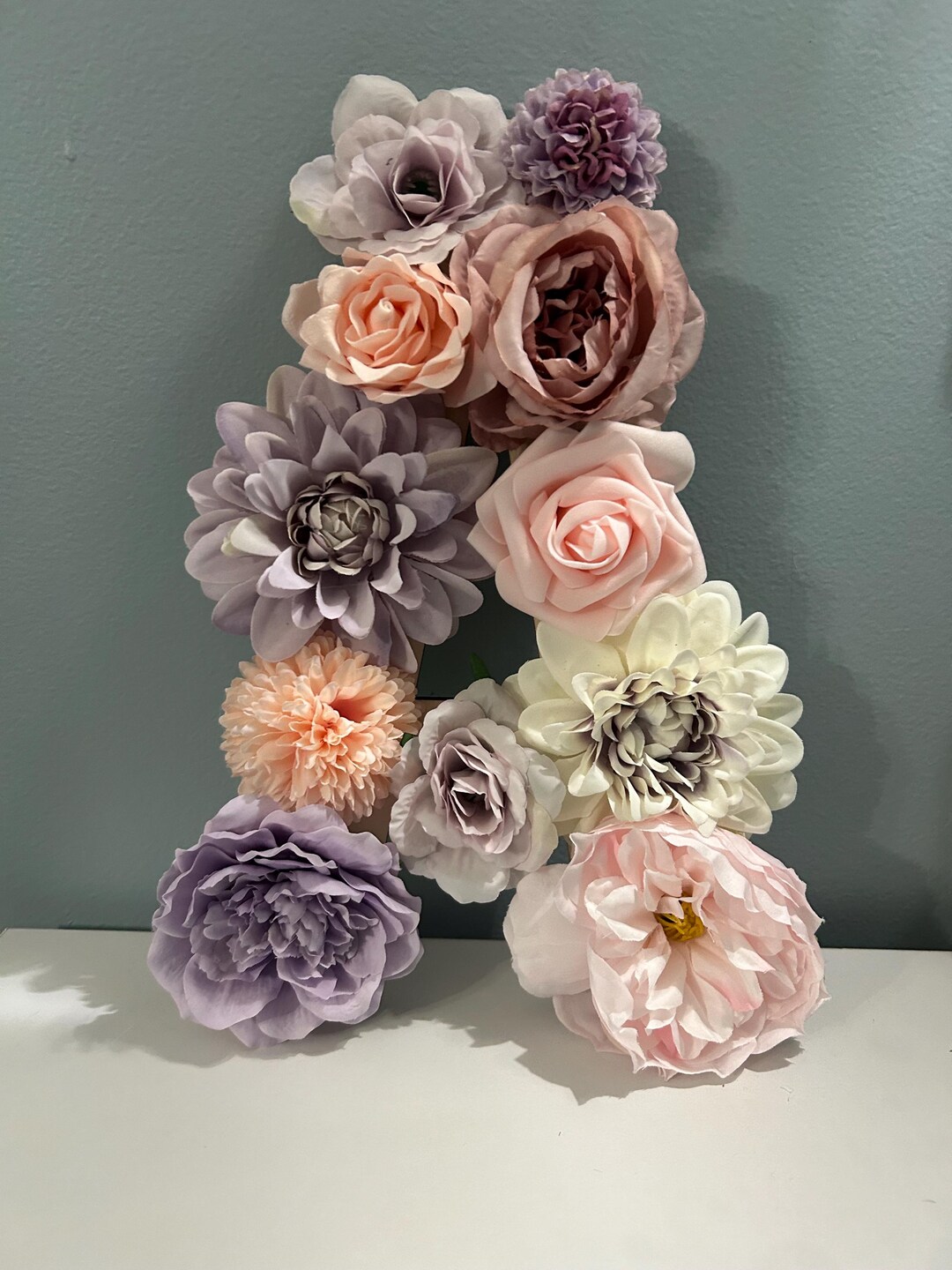 Custom Floral Initial, 12" Faux Flower Letter, Nursery Decor - Etsy