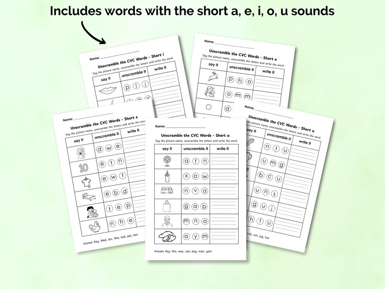 CVC Word Scramble Worksheets – Phonics Reading Practice (PDF Download ...