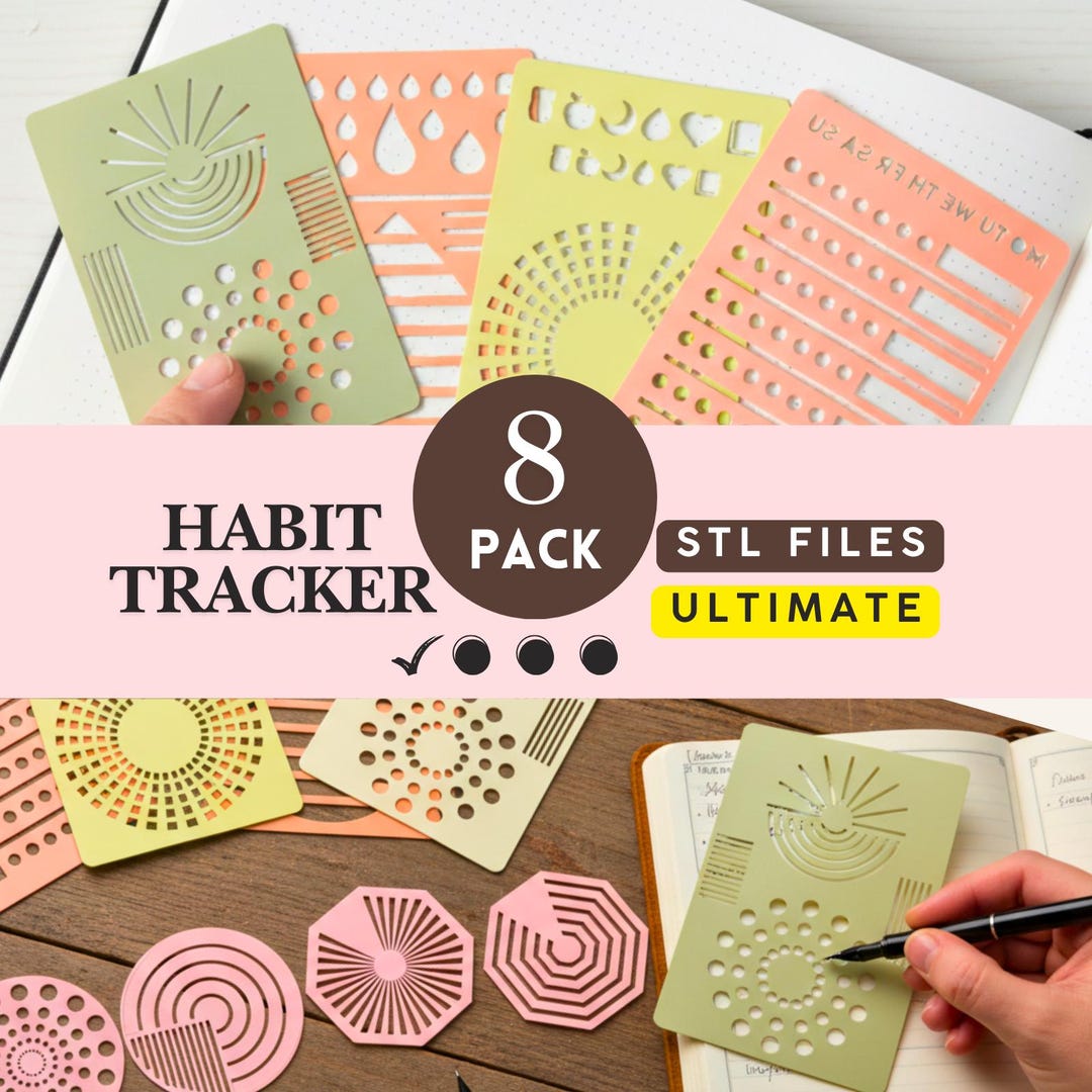 3D Printed Habit Tracker Stencils – A5 Bujo Planner Templates (digital ...