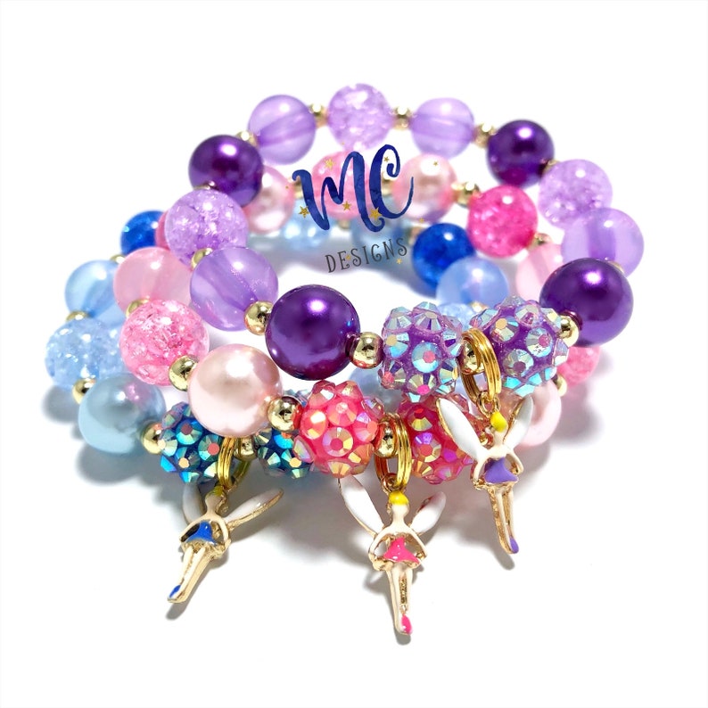 Fairy Charm Bracelet Pink Fairy Girl Bracelet Purple Fairy - Etsy