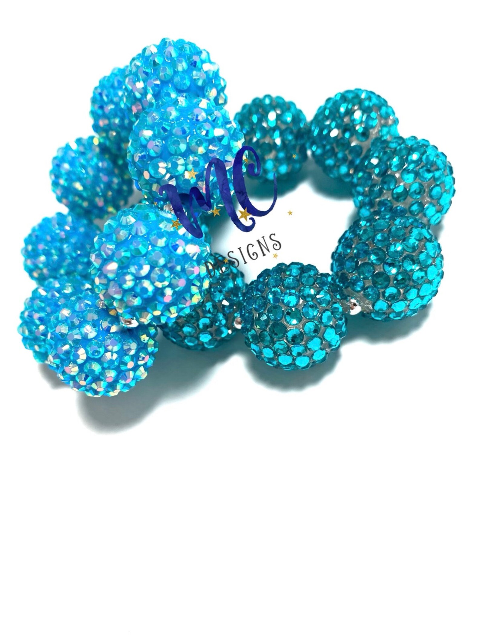 All Bling Blue Sparkle Chunky bracelet Turquoise chunky | Etsy