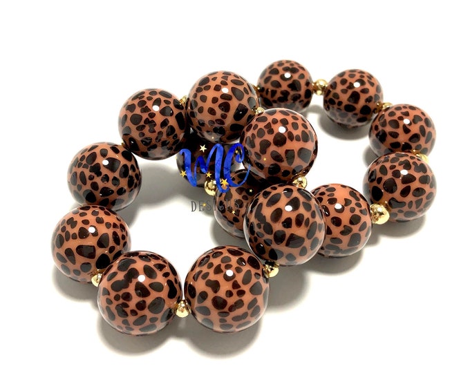 Leopard Print Chunky Bracelet Animal Print Chunky Bracelet | Etsy