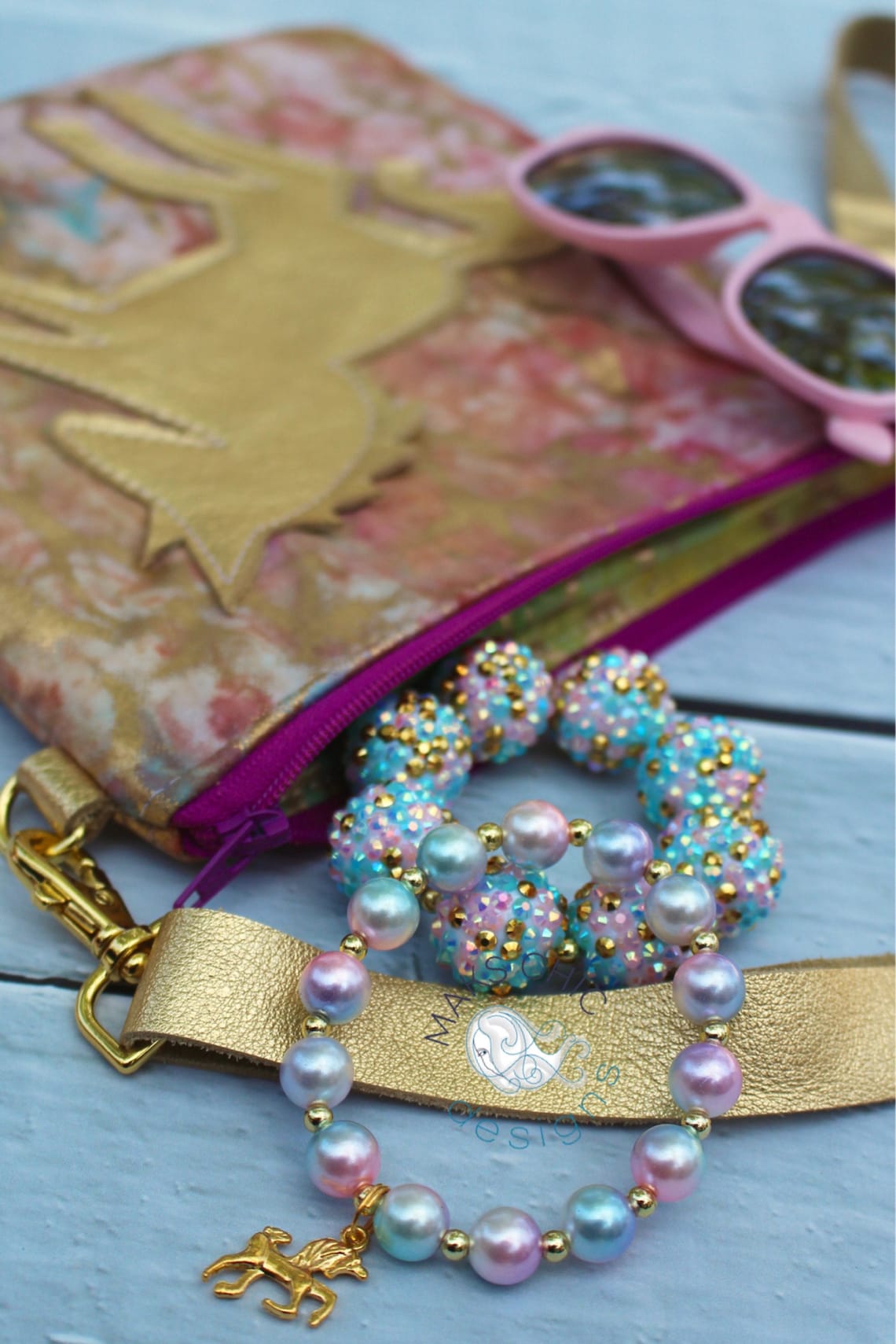 Girls Unicorn Gold Charm Bracelet Girls Pink Gold Purple - Etsy