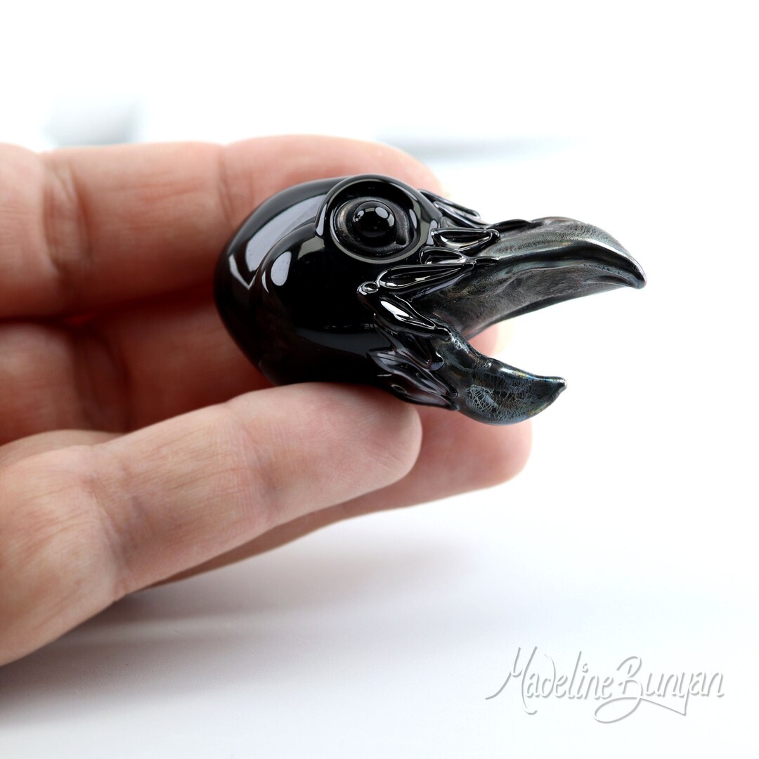 Raven Head Focal Bead Corvid Artisan Lampwork Glass Beads - Etsy Australia