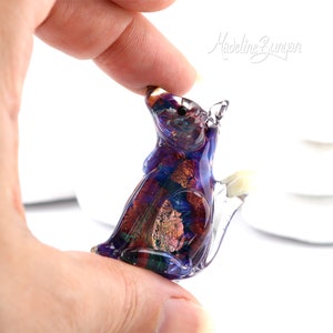 Fox Glass Bead - Sculptural Lampwork Bead Pendant Focal Shimmery Purple ...