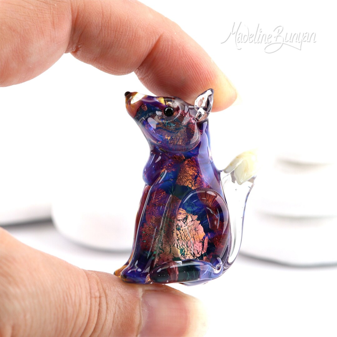 Fox Glass Bead - Sculptural Lampwork Bead Pendant Focal Shimmery Purple ...
