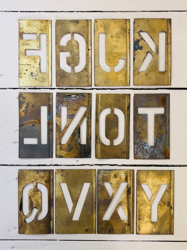 Vintage Brass Letter Stencils Antique Rustic Industrial Decor | Etsy