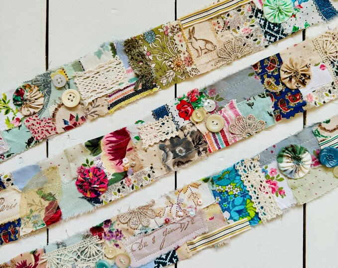 Vintage Fabric Snippet Rolls Floral Fabric Scrappy Vintage Slow Stitch