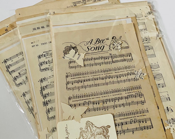 Vintage Sheet Music Book Pages Music Paper Pack Ephemera Pack Crafting ...