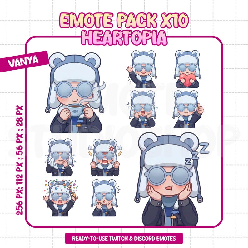 Heartopia Vanya Twitch Emote Pack X10 | Cute Chibi Cozy Emotes for ...