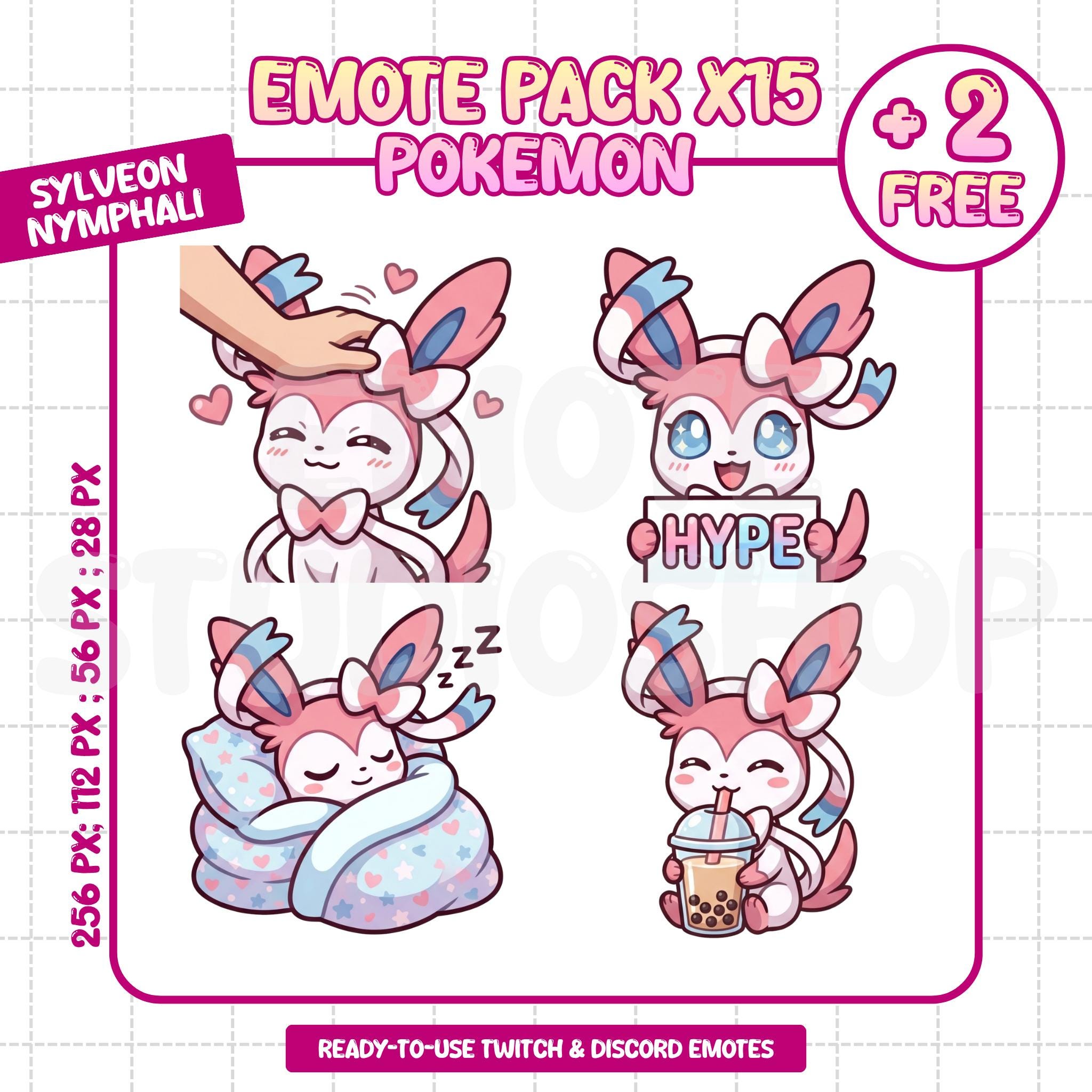 Pacote de Emotes Nymphali Pokémon x17 – Emotes fofos para Twitch e ...
