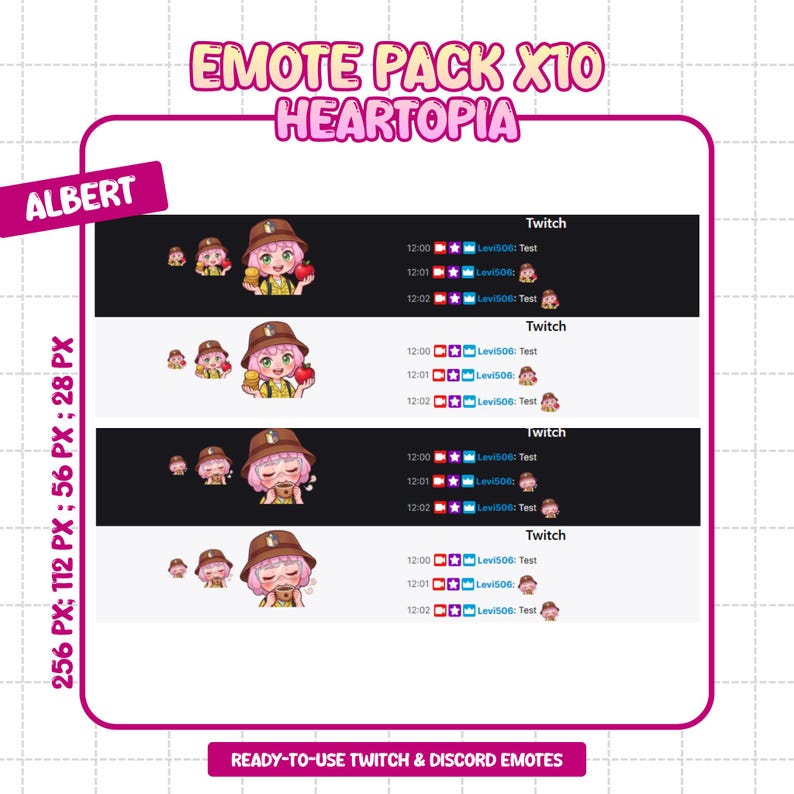 Albert Heartopia Emote Pack X10 | Cute Chibi Emotes for Twitch and ...