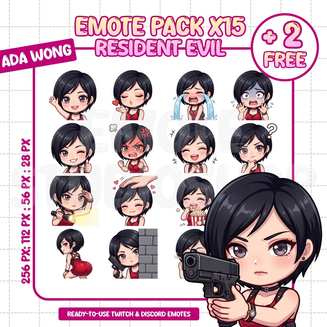 Ada Wong Resident Evil Emote Pack X17 | Cute Emotes for Twitch and ...