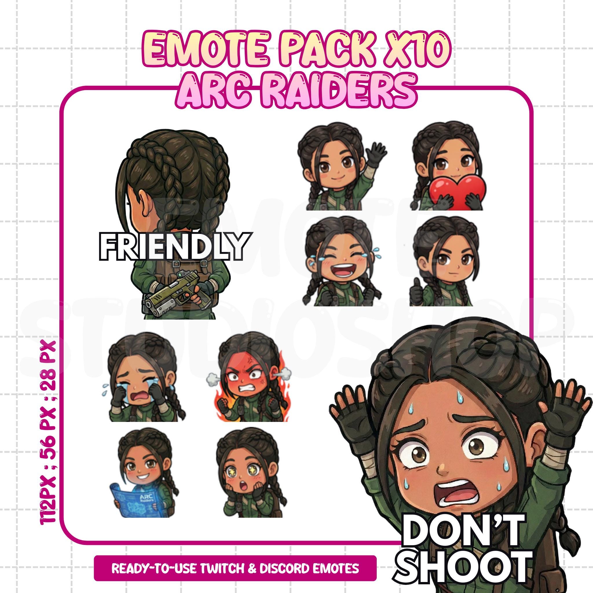 Arc Raiders Chibi Girl Emote Pack X10 | Cute Braided Hair Emotes for ...