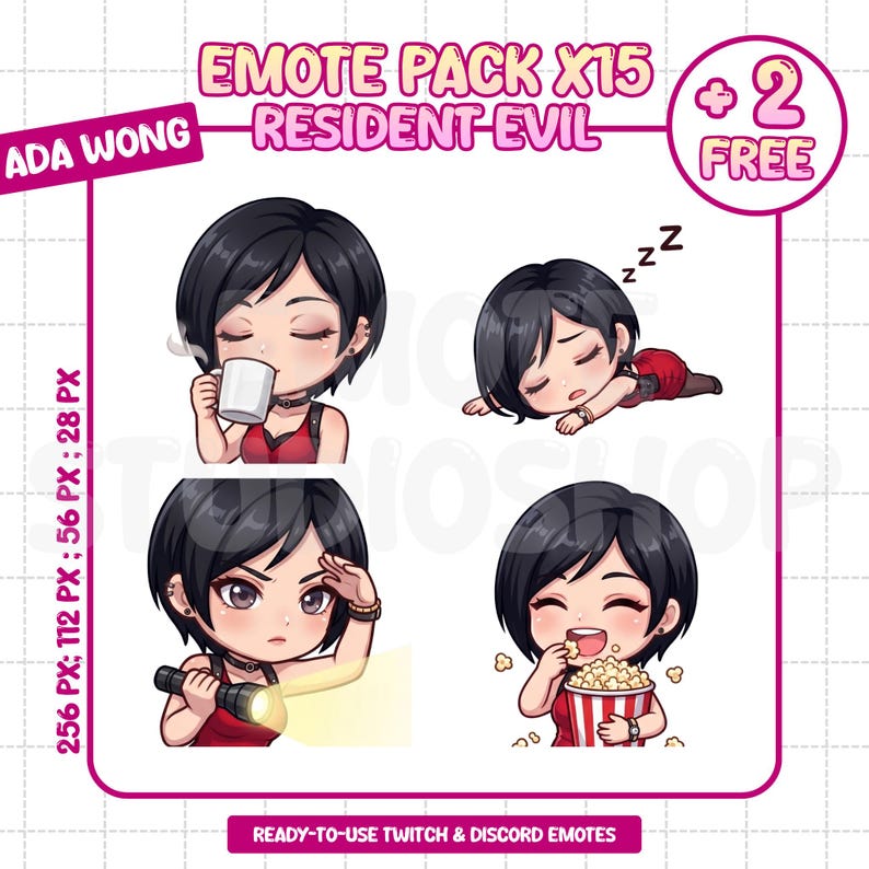 Ada Wong Resident Evil Emote Pack X17 | Cute Emotes for Twitch and ...